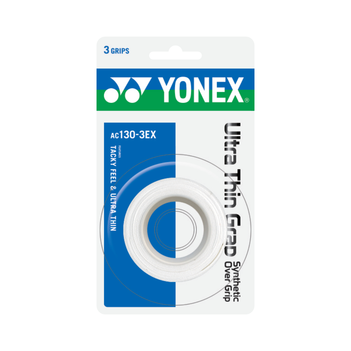 Yonex Overgrip Ultra Thin Grap 0.4mm (glatt/direktes Griffgefühl) weiss ...