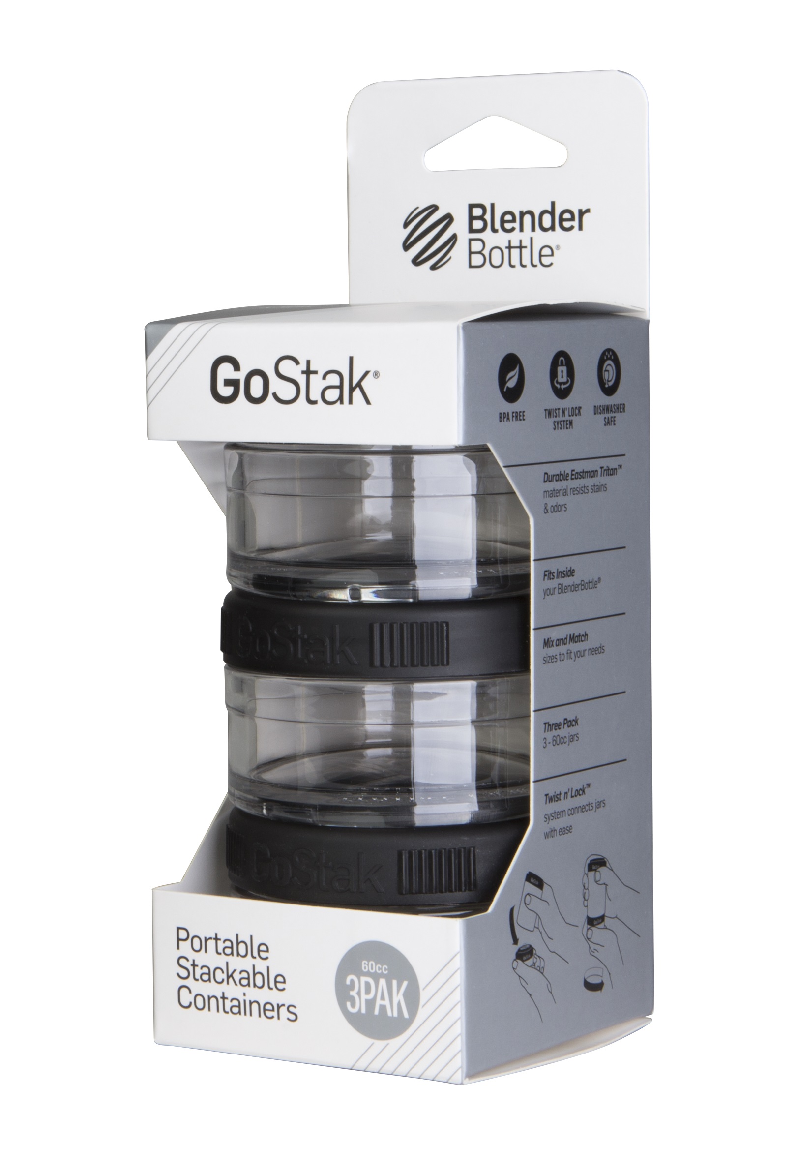 BlenderBottle Behälter GoStak 60ml schwarz 3er online bestellen