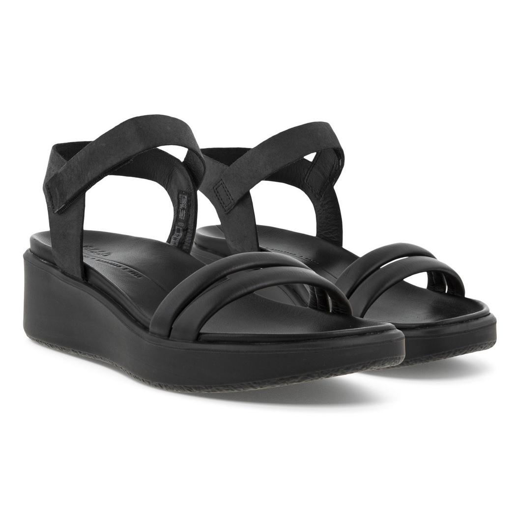 ECCO Sandale Flowt LX Wedge (Vollnarb und Nubukleder) schwarz Damen ...