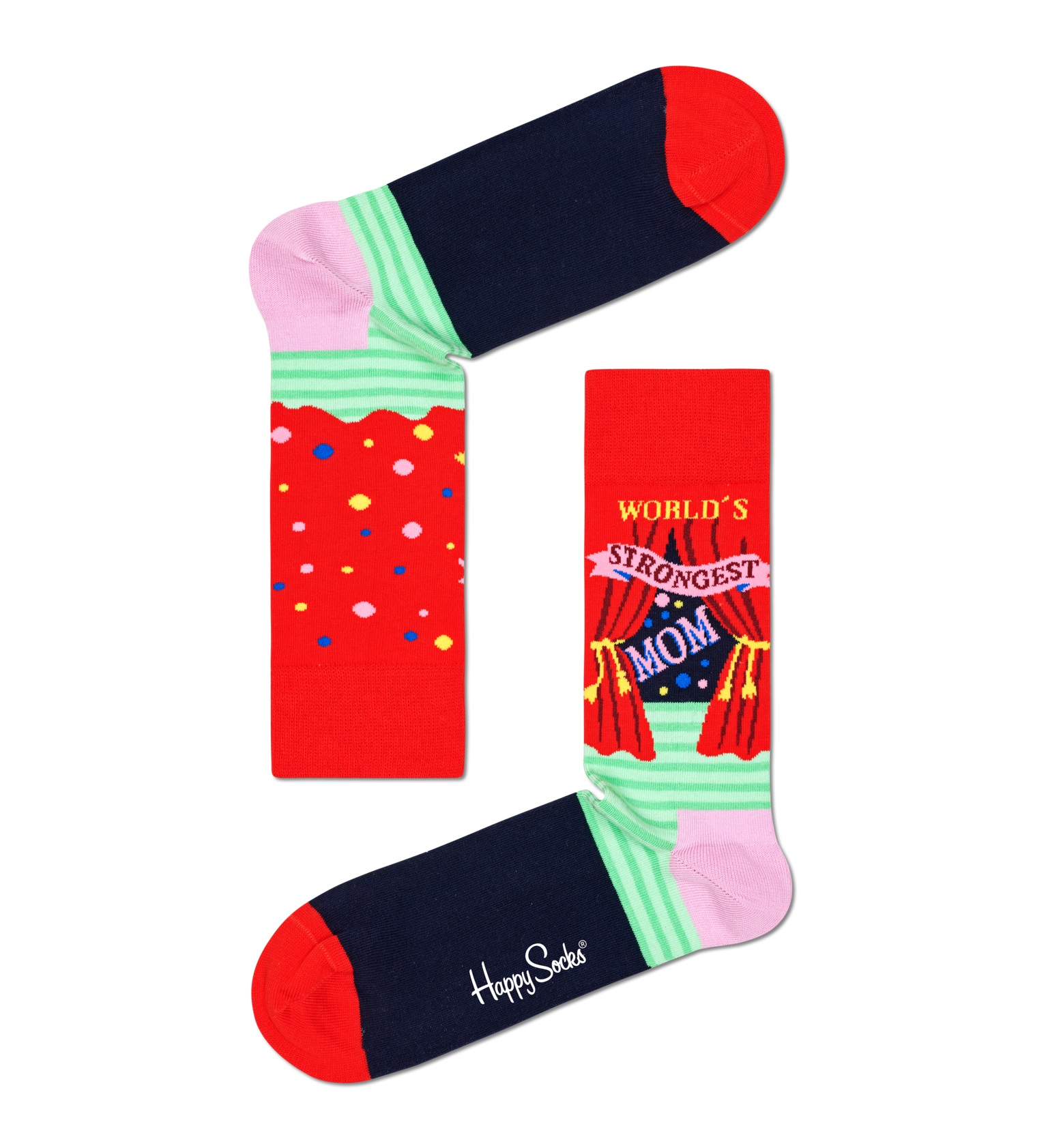 Happy Socks Tagessocke Crew World´s Strongest Mom rot/pink - 1 Paar ...