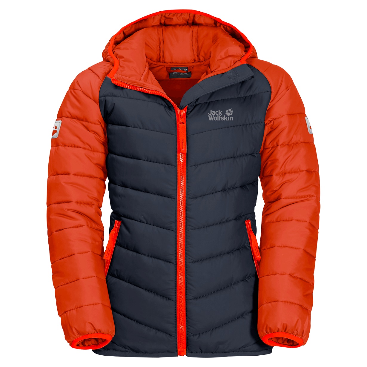 Jack Wolfskin Winterjacke Zenon (winddicht, wasserabweisend, PFC-frei) orangerot/blau Kinder ...