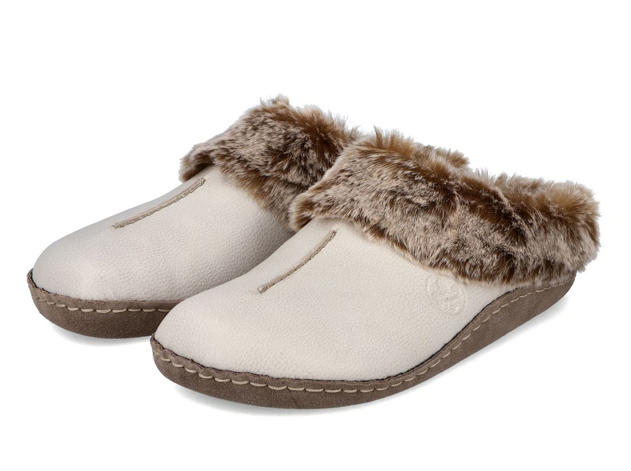 Rieker Hausschuhe 66390-60 (Leder-Sohle) beige/grau Damen online bestellen