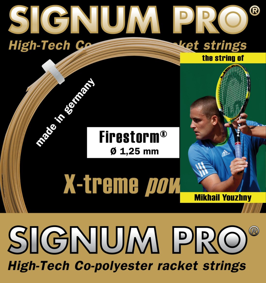 Signum Pro Tennissaite Firestorm (Haltbarkeit+Power) gold 12m Set ...