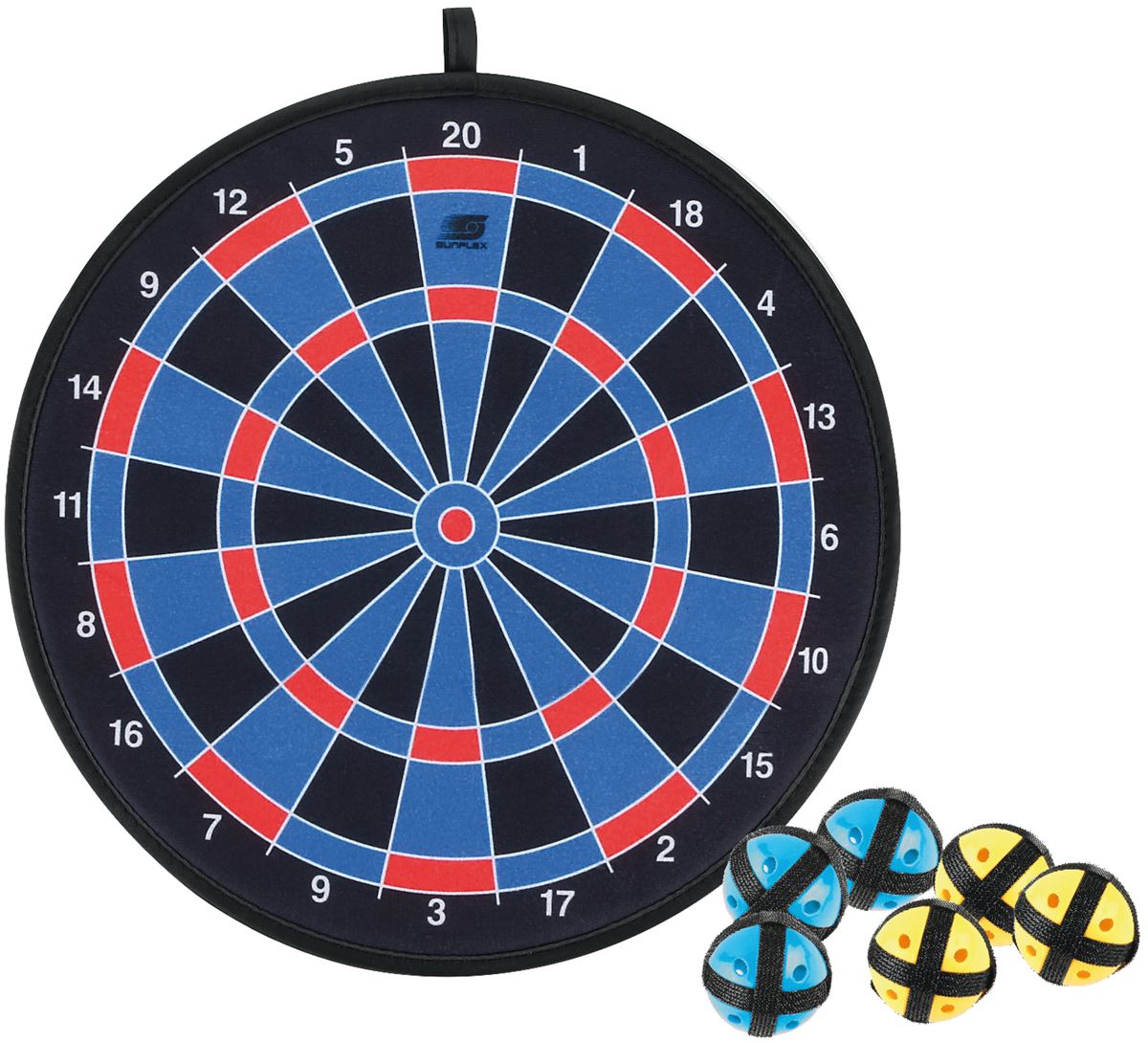 Sunflex Dartscheibe KLETT Deluxe inkl. 6 Klettbällen für Kinder ab 6 ...