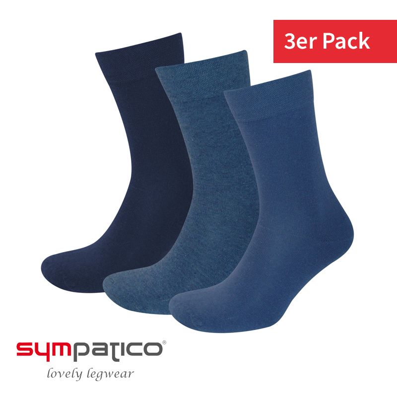 Sympatico Tagessocke Basic Line (Baumwolle) jeansblau/marineblau - 3 ...