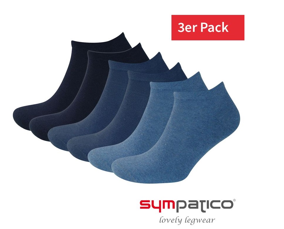Sympatico Tagessocke Sneaker Basic Line (Baumwolle) blau - 3 Paar ...