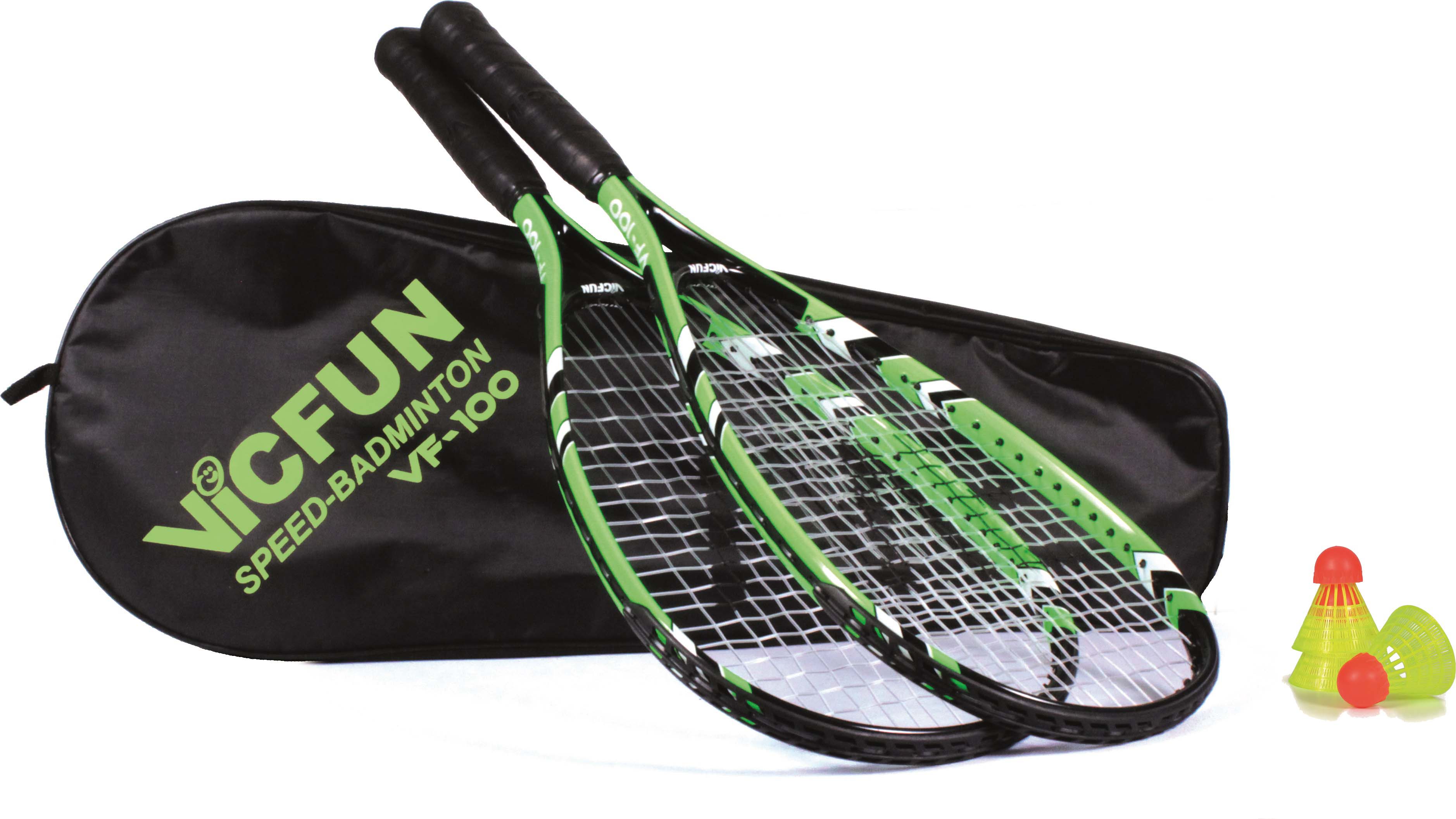 Victor VICFUN Speed-Badminton Set 100 (2xSchläger, 3xBälle, 1xTasche ...