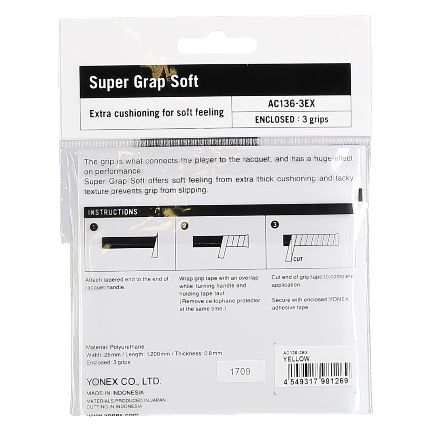 Yonex Overgrip Super Grap Soft 0.8mm gelb 3er online bestellen