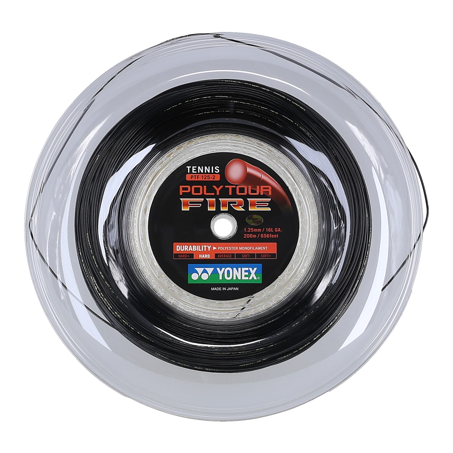 Yonex Tennissaite Poly Tour Fire (Haltbarkeit+Power) schwarz 200m Rolle ...