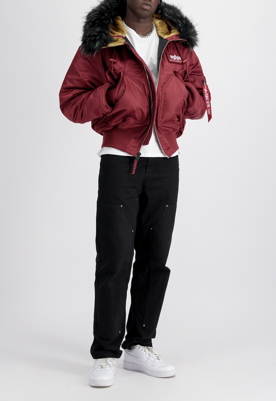 Alpha Industries Fliegerjacke 45P Hooded Custom burgunderrot Herren ...