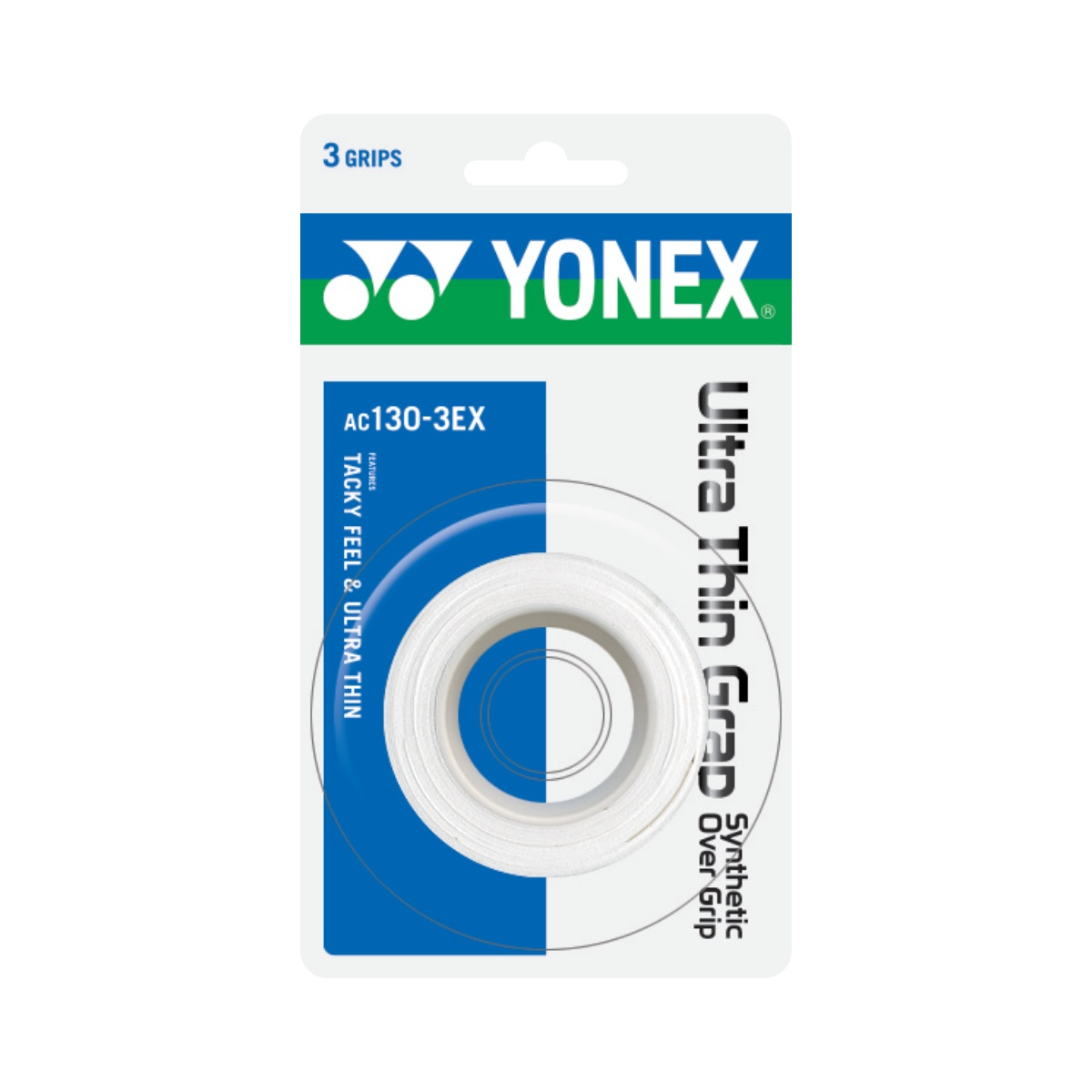 Yonex Overgrip Ultra Thin Grap 0.4mm (glatt/direktes Griffgefühl) weiss ...