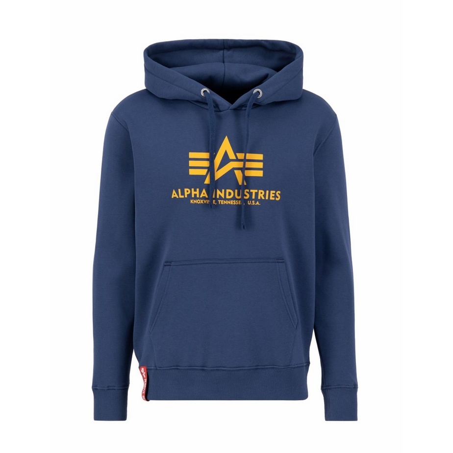 Alpha Industries Kapuzenpullover (Hoodie) Basic Logo navyblau/gelb Herren online bestellen